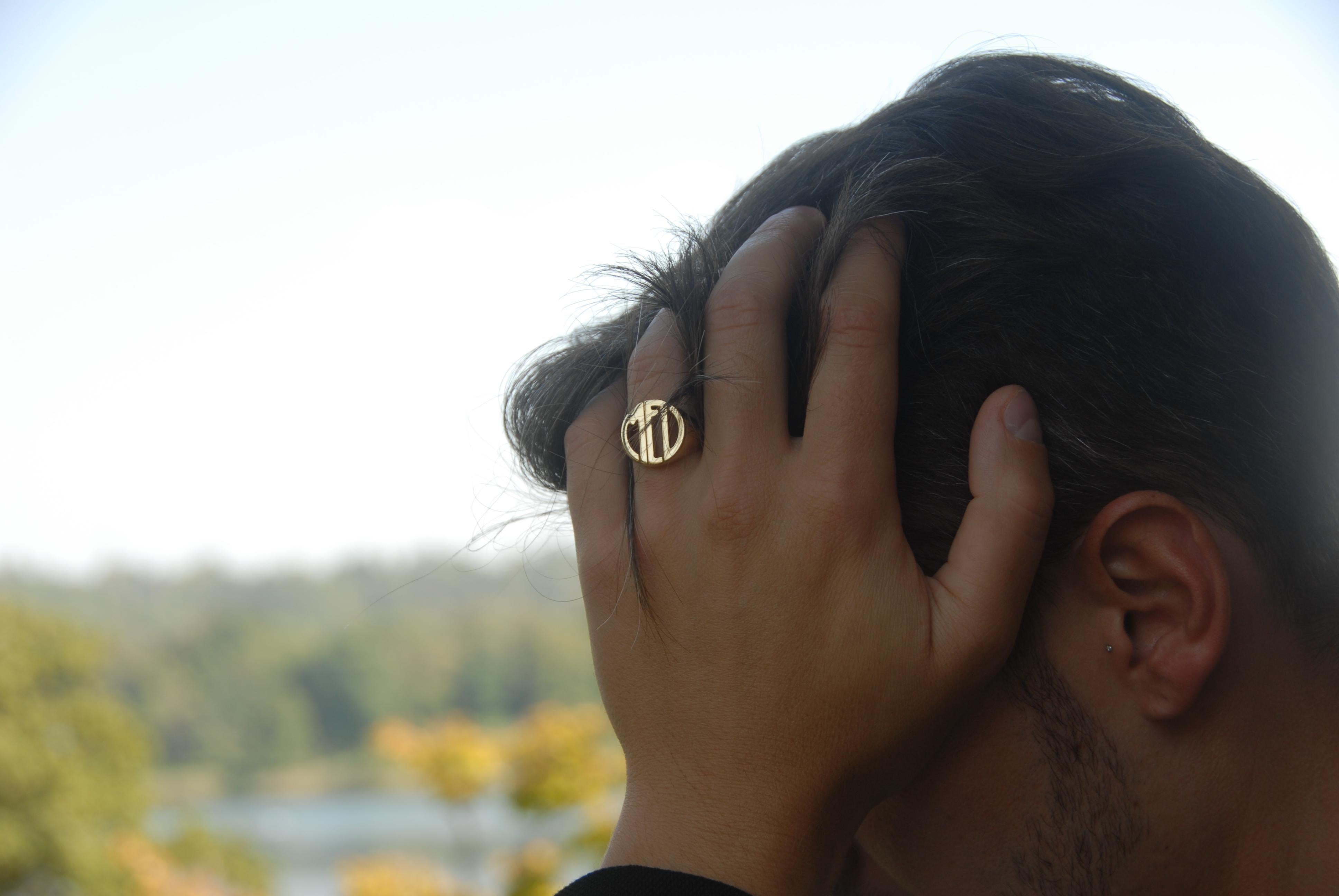 Customizable 18K Yellow Gold Signet Ring Handcrafted in Italy with MEL ...