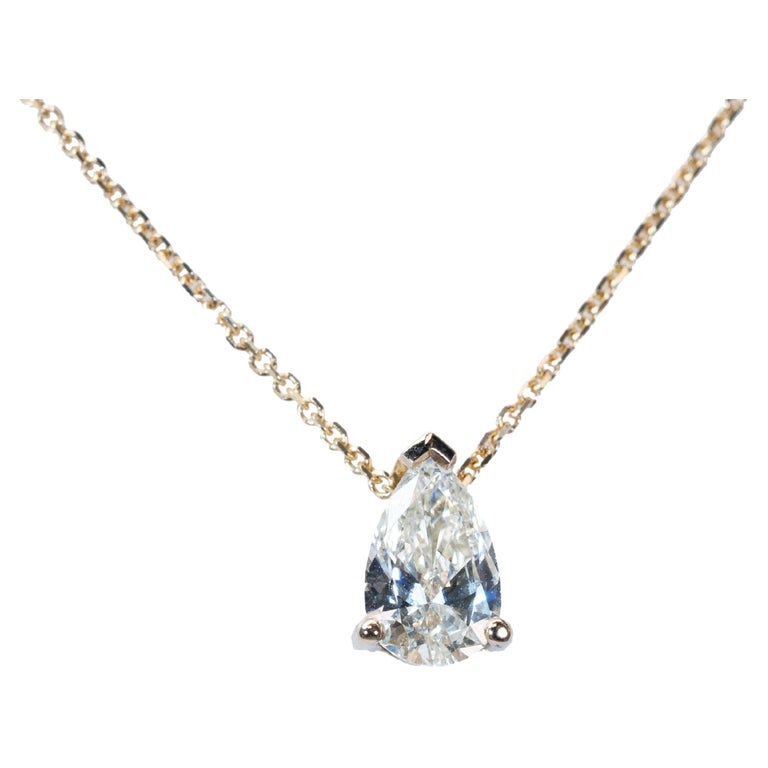 Collier solitaire en or jaune 18 carats avec diamants naturels 0,52 ...