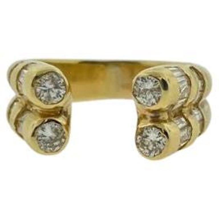 18K Yellow Gold Split Diamond Ring For Sale at 1stDibs
