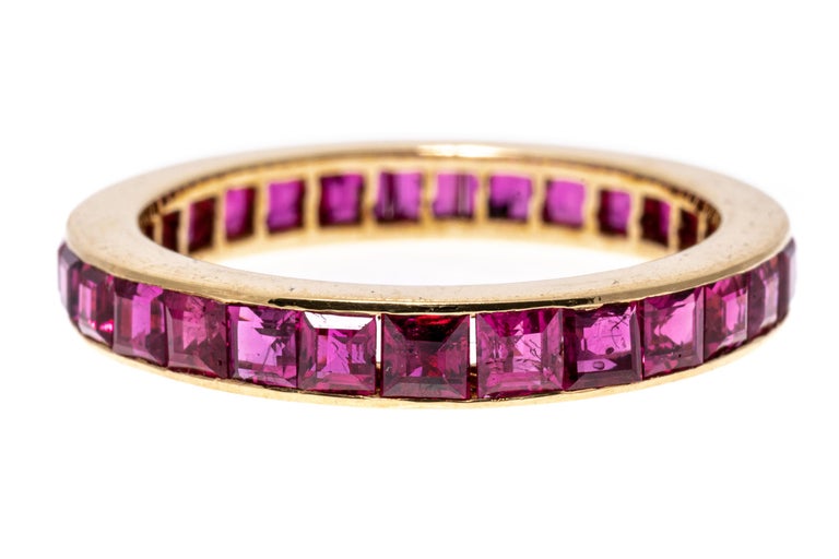18k Yellow Gold Square Ruby Channel Eternity Band Ring, App. 2.70 TCW ...