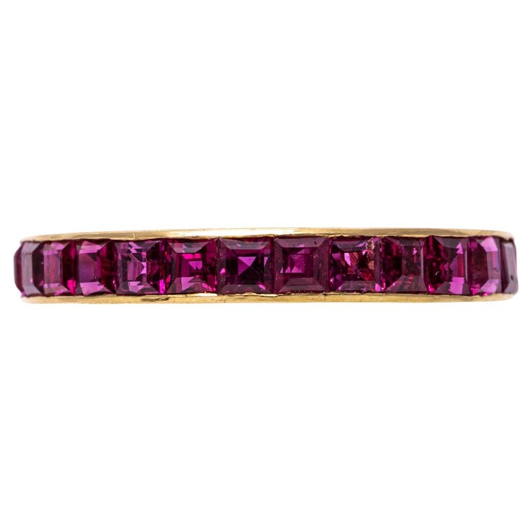 18k Yellow Gold Square Ruby Channel Eternity Band Ring, App. 2.70 TCW ...