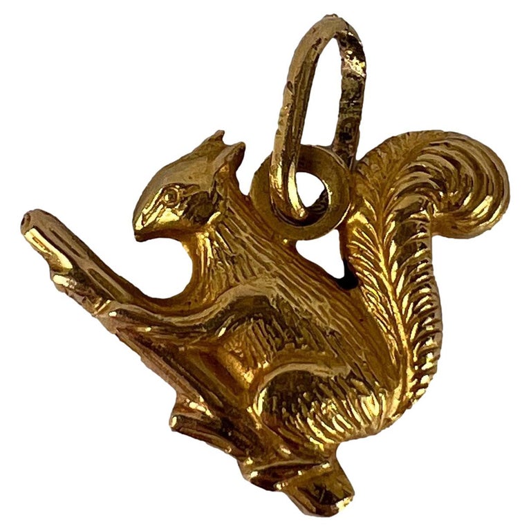 18K Yellow Gold Squirrel Charm Pendant at 1stDibs