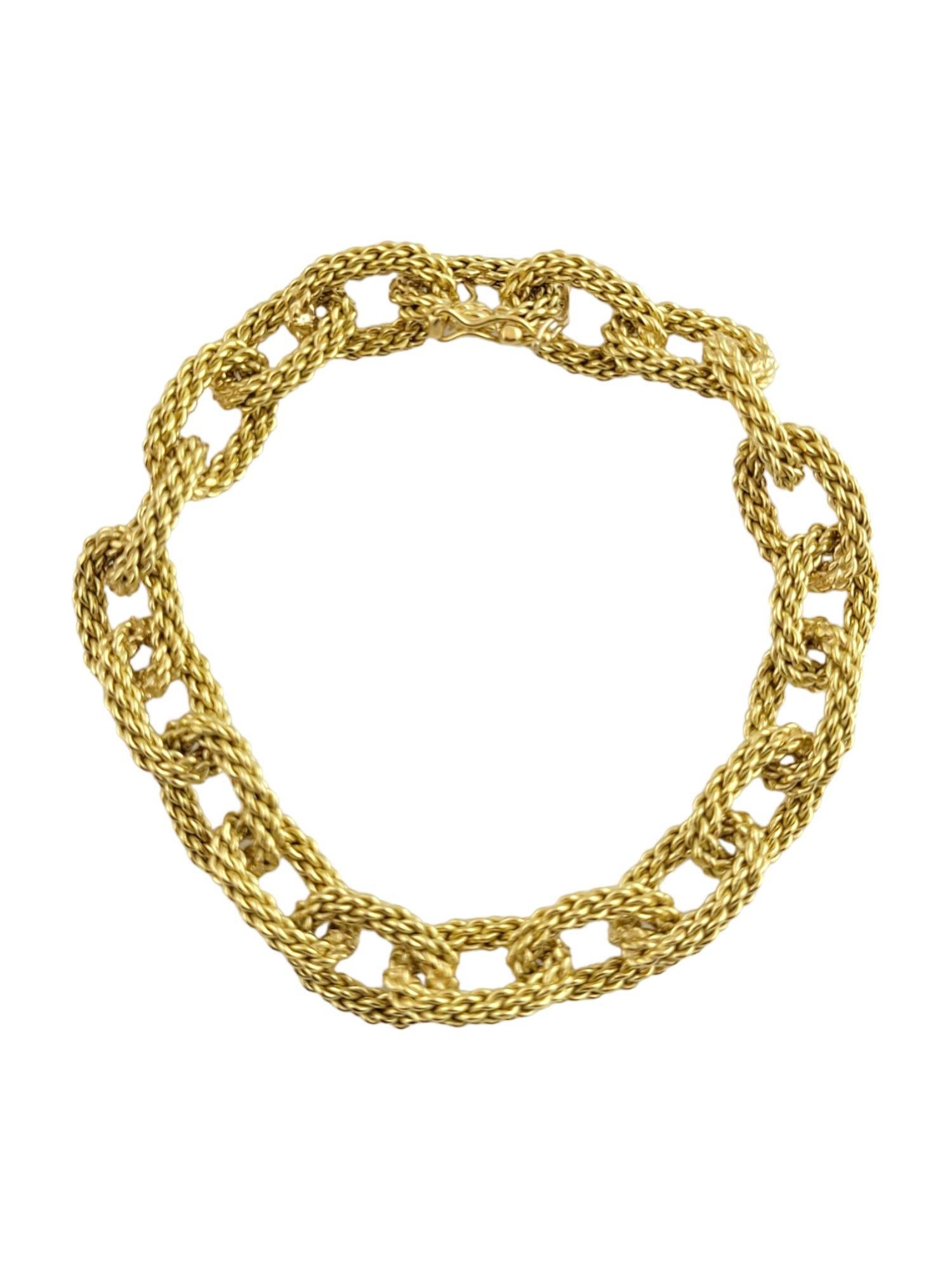 18k Yellow Gold Textured Link Bracelet For Sale at 1stDibs