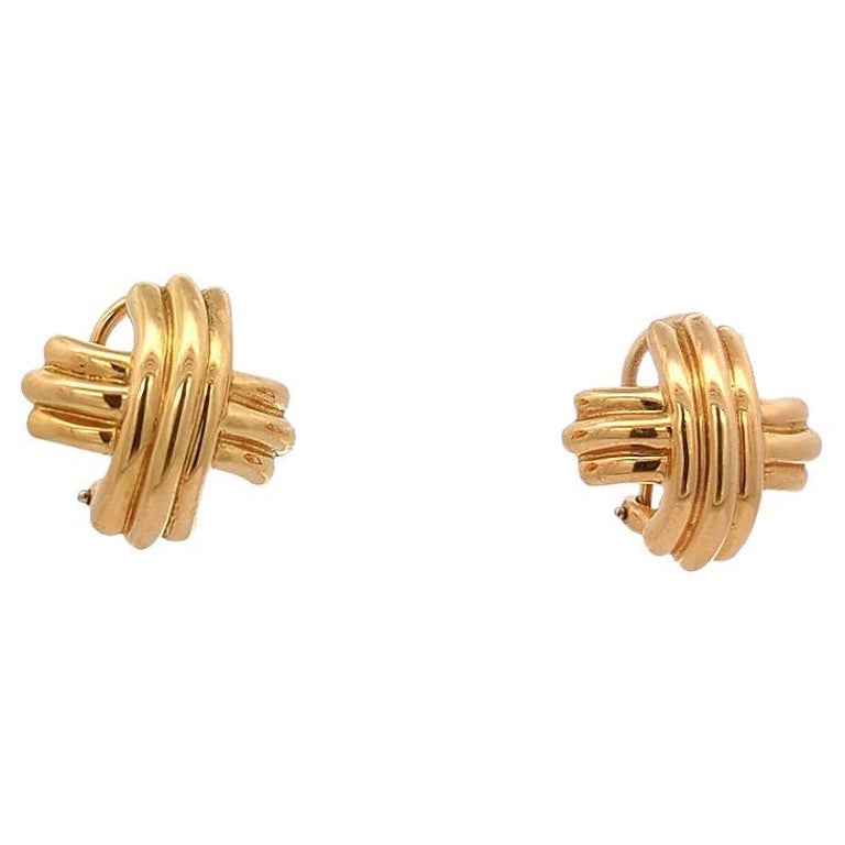 18 Karat Gelbgold Tiffany and Company X Signatur-Ohrringe im Angebot bei 1stDibs