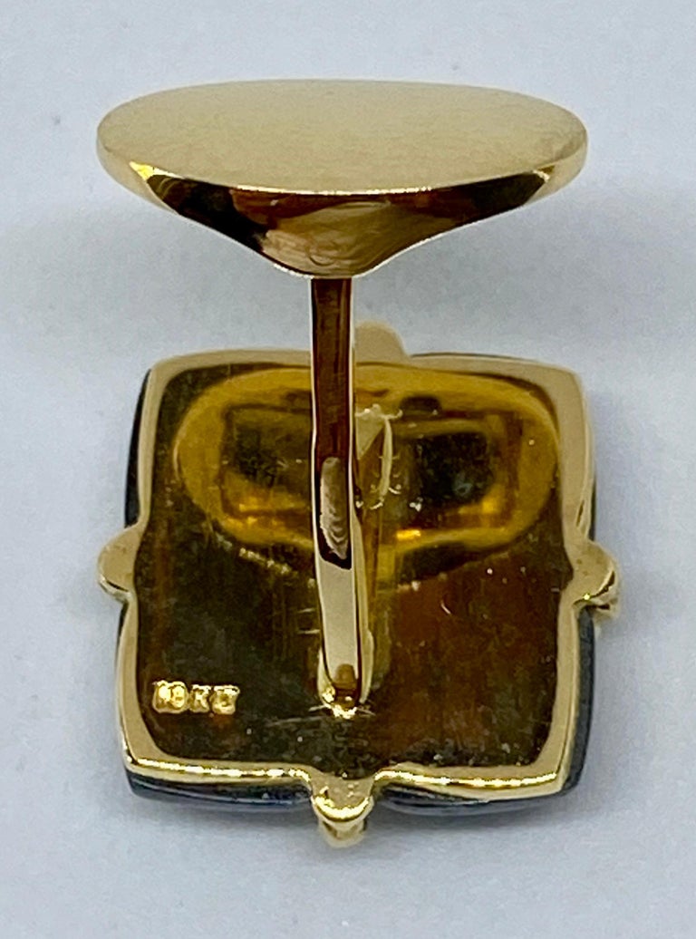 18 Karat Yellow Gold Twist Rope and Hematite Cufflinks by Louis Tamis ...