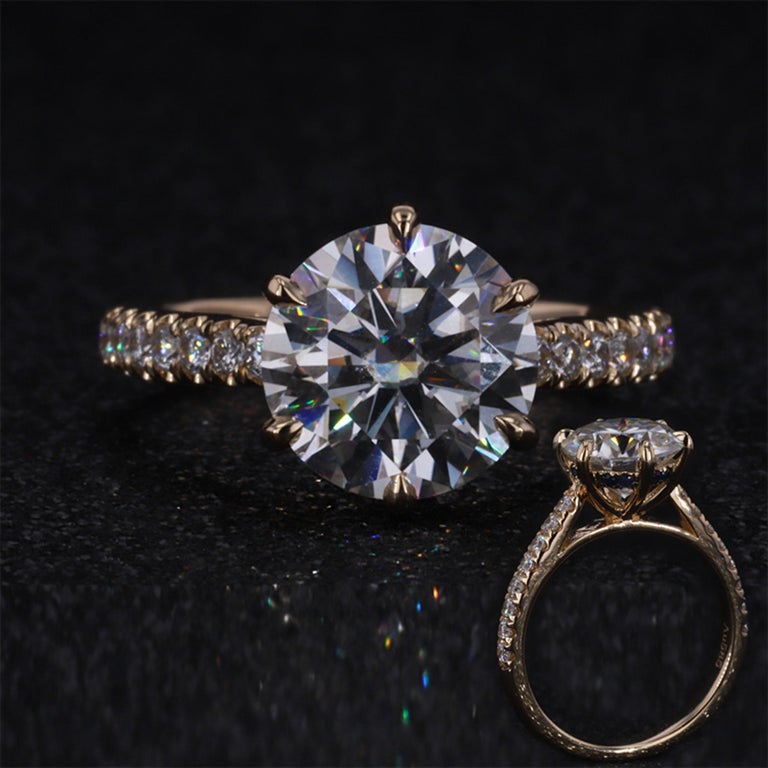 Customizable 18K Yellow gold Unique Vintage 2.5CT Diamonds engagement ...