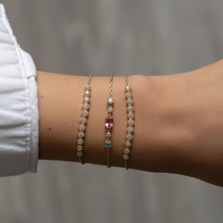 18K Yellow Gold Vermeil Gemstone Bracelet For Sale at 1stDibs
