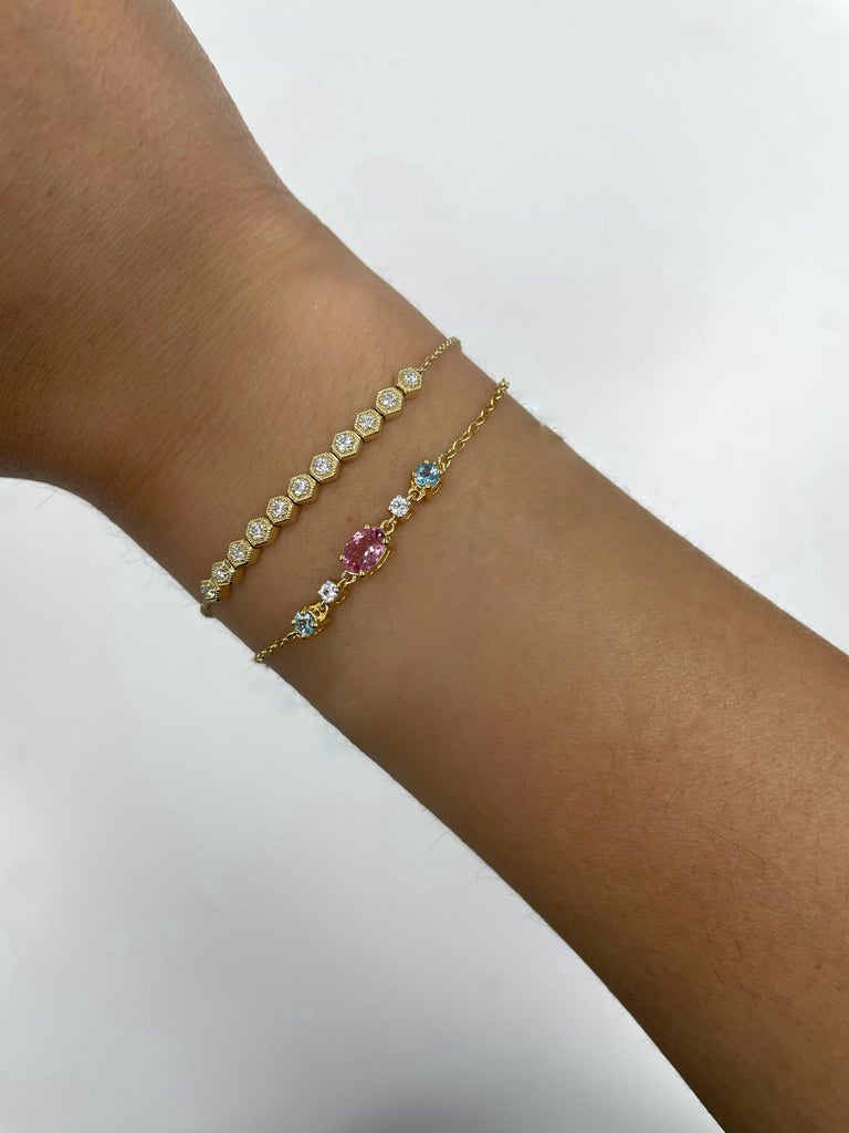 18K Yellow Gold Vermeil Gemstone Bracelet For Sale at 1stDibs
