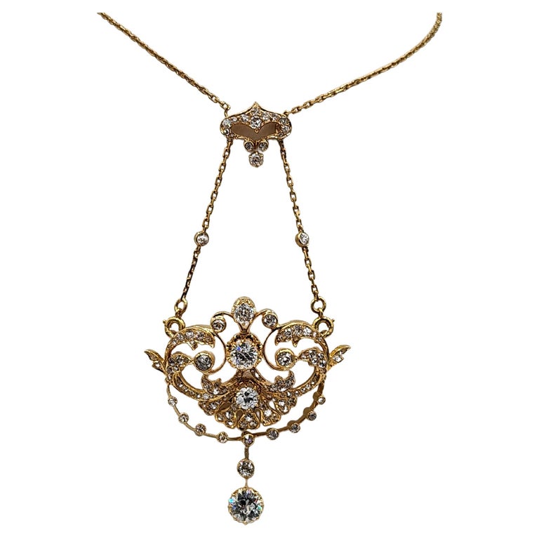 18K Yellow Gold Victorian French Convertible Pendant Brooch with 5 ...