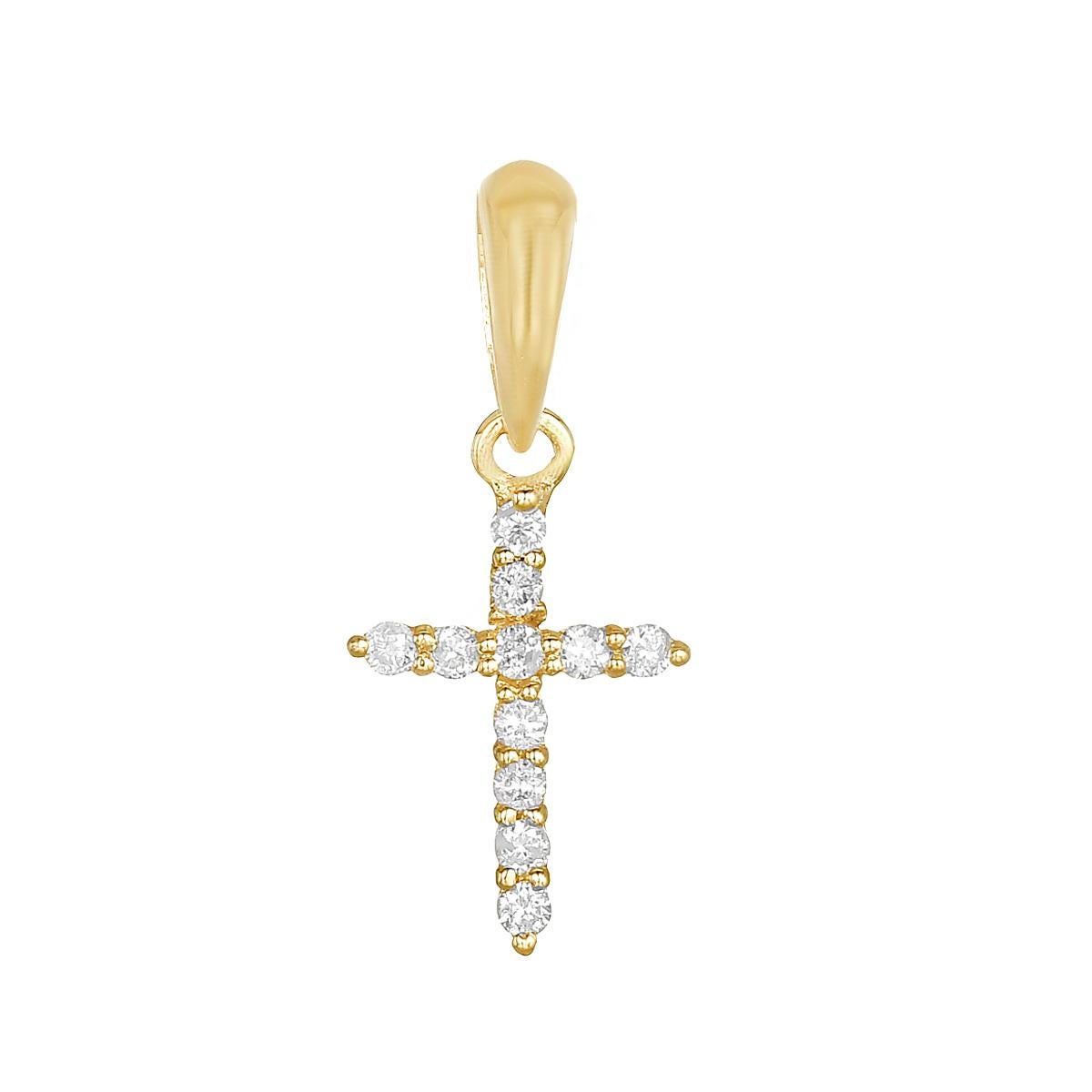 Yellow Gold Peridot Diamond Cross Pendant at 1stDibs