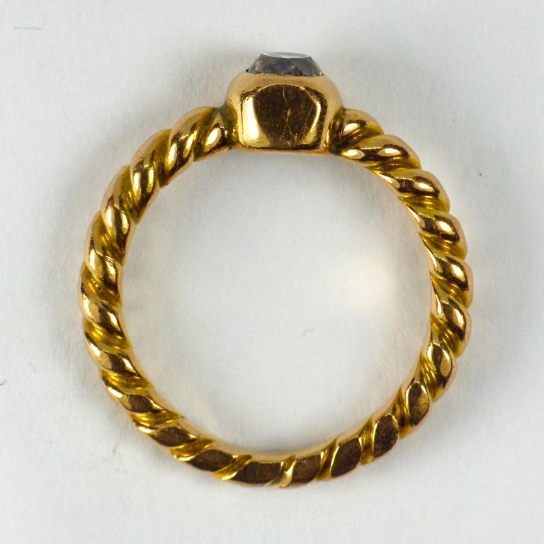 18 Karat Yellow Gold White Diamond Twisted Solitaire Pinky Ring For ...