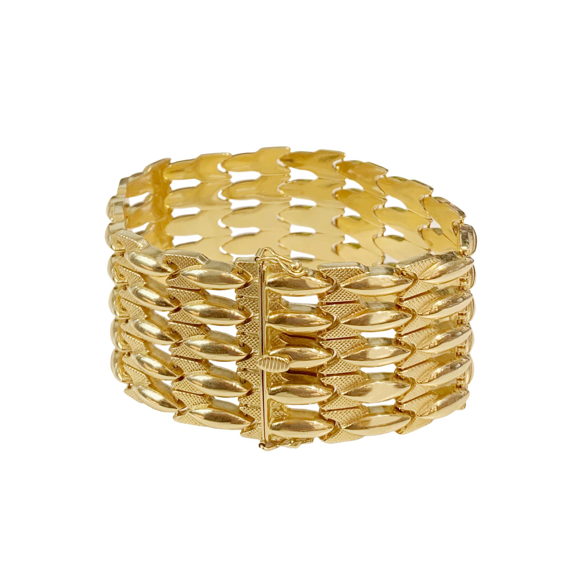 18k Yellow Gold Wide Bracelet For Sale at 1stDibs | gold bracelet ...