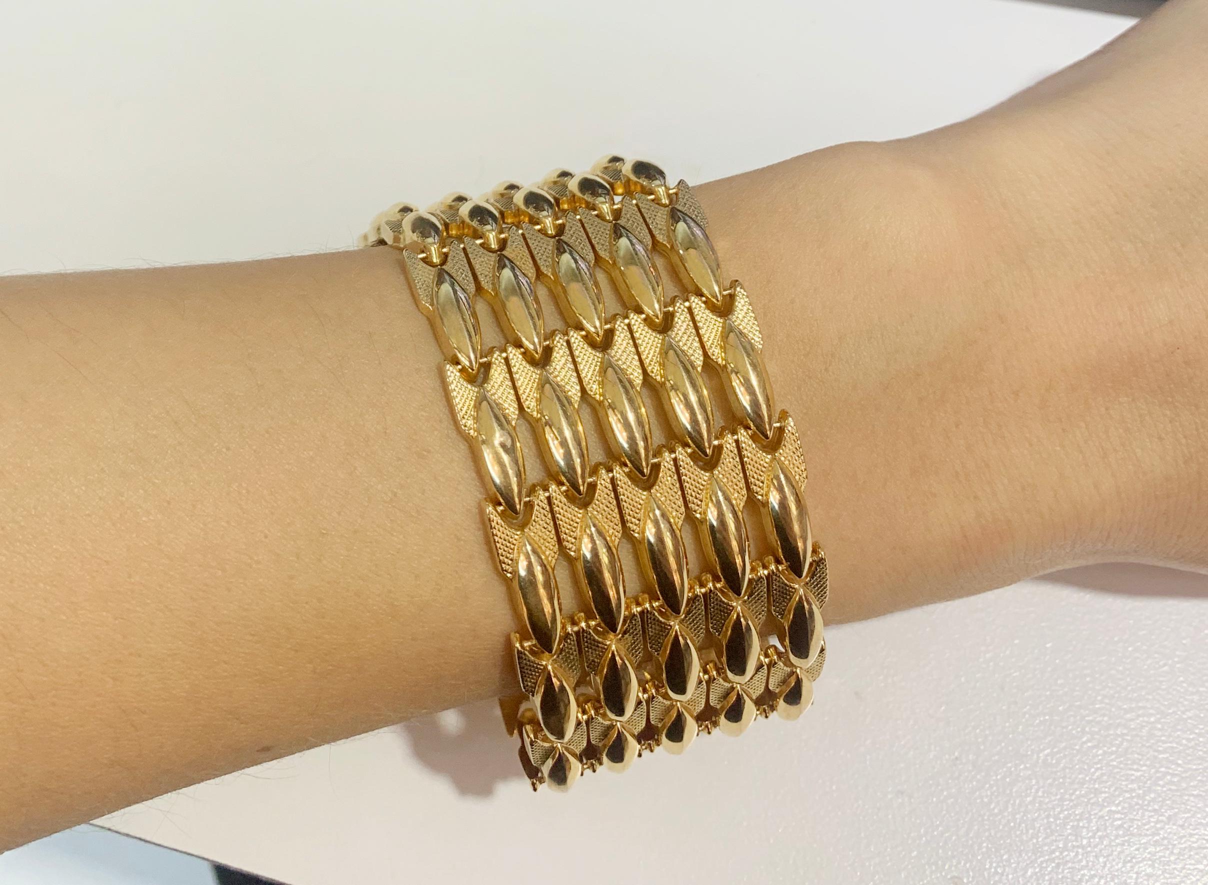 18k Yellow Gold Wide Bracelet For Sale at 1stDibs | gold bracelet ...