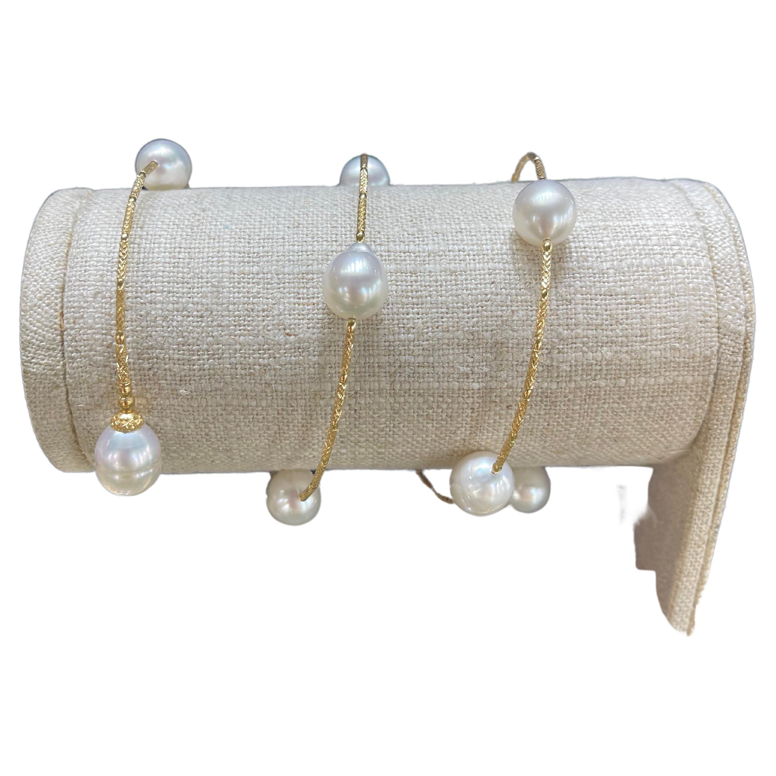 SCAVIA Bracelet 21 Threads White Yellow Elastic Gold For Sale at 1stDibs