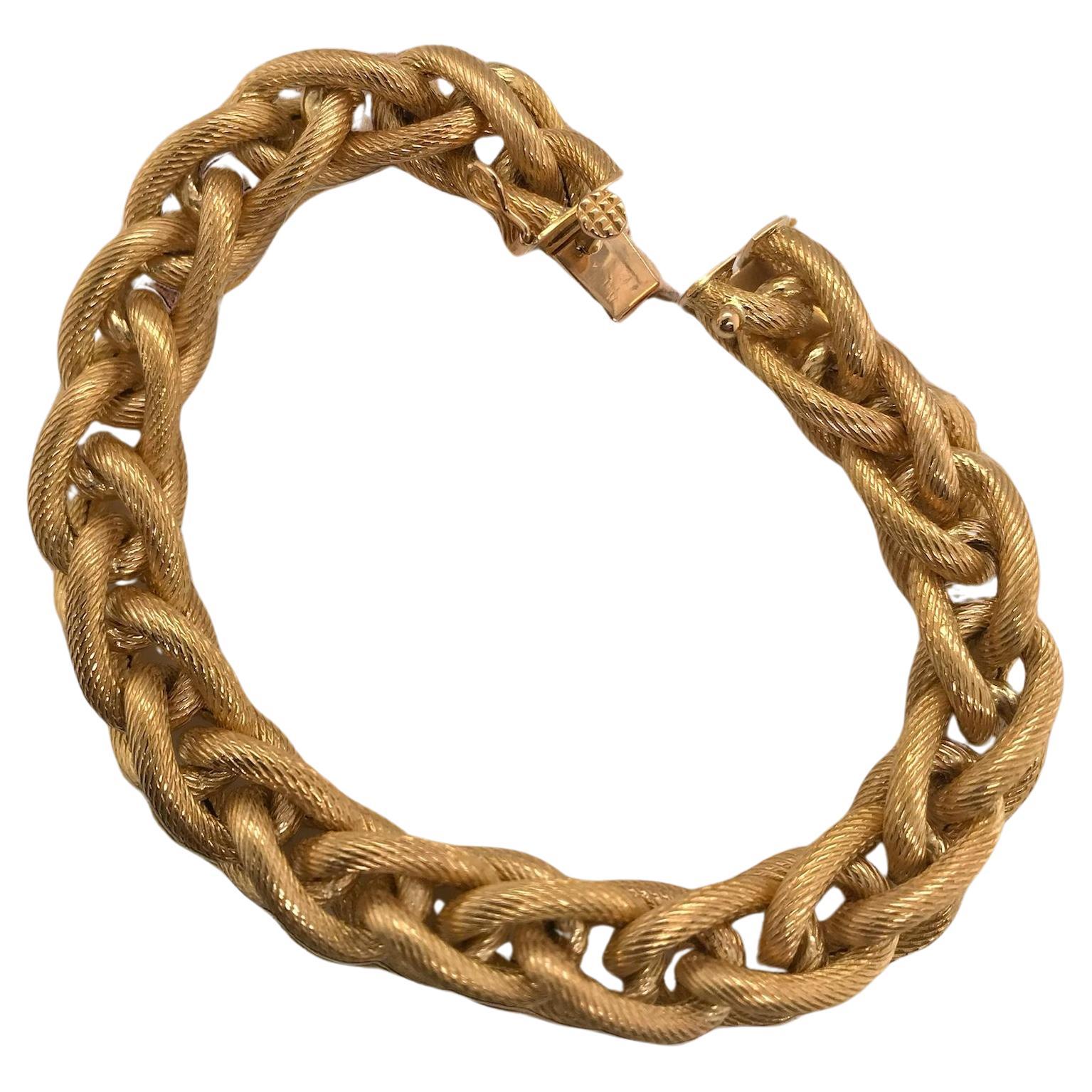 1950s Vintage Italian 18K Gold Infinity Link Textured Woven Statement ...