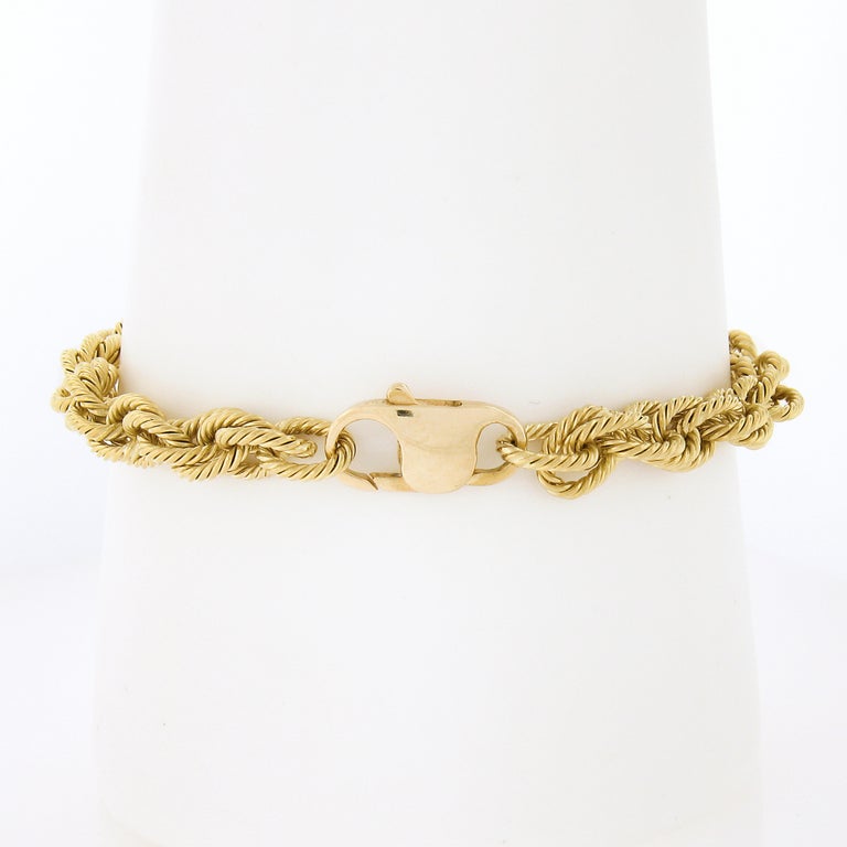 18k Yellow Gold Woven Textured Interlocking Cable Link Bracelet w ...