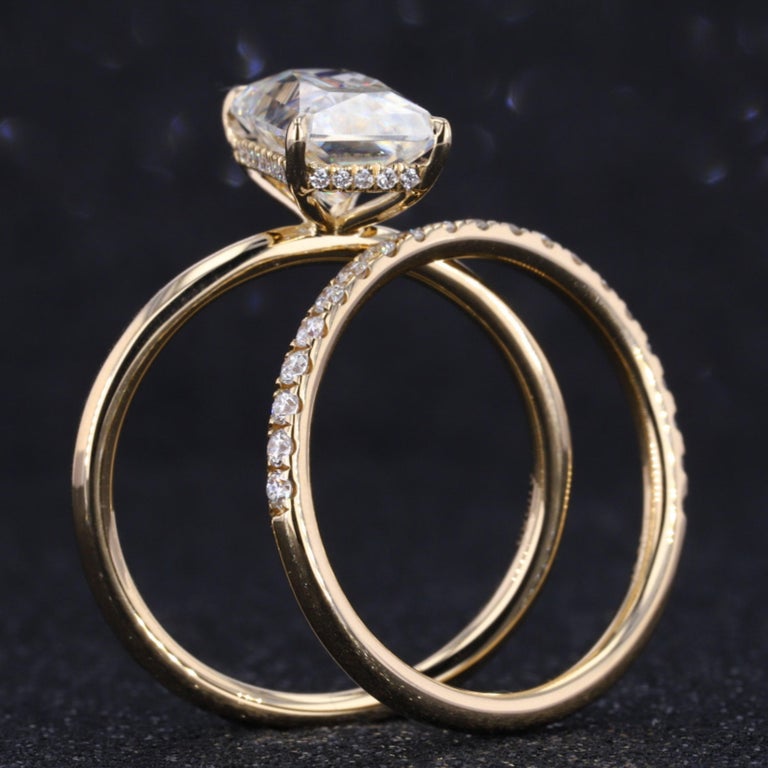 Customizable 18k Yellow Solid Gold Radiant Crushed Ice Diamonds ...