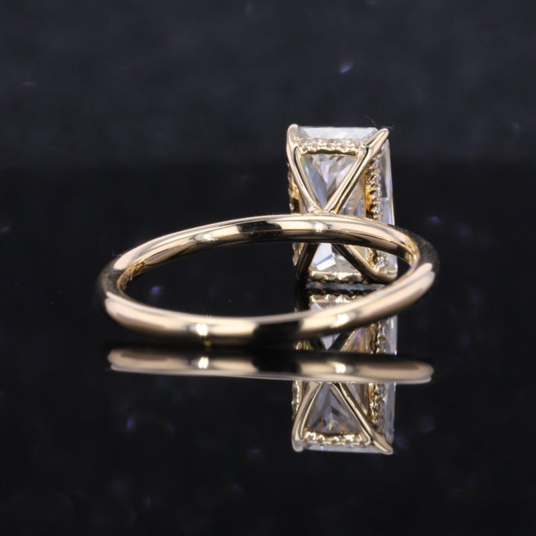 Customizable 18k Yellow Solid Gold Radiant Crushed Ice Diamonds ...