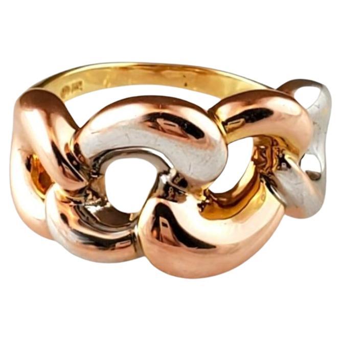 18K Yellow Tri Color Gold Link Ring #16295 For Sale at 1stDibs