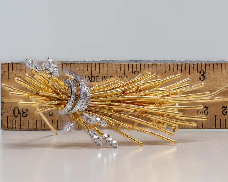 18 Karat Yellow and White Gold Bouquet Brooch with Diamonds For Sale at ...