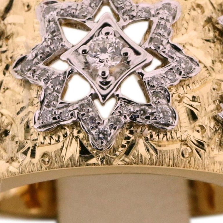 Customizable 18K Yellow and White Gold Retro Style Openwork Diamond ...