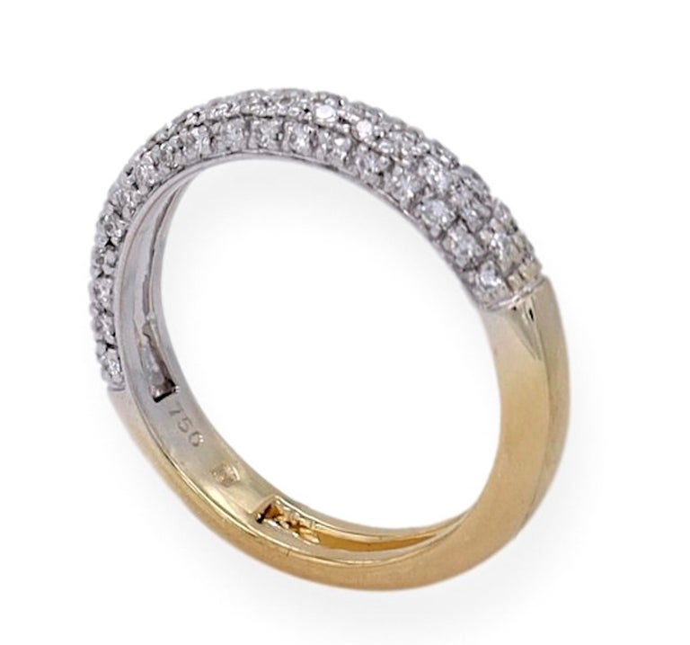 18k Yellow White Gold Round Pave Diamond 4 Row Band Ring 0.51 Cts For ...