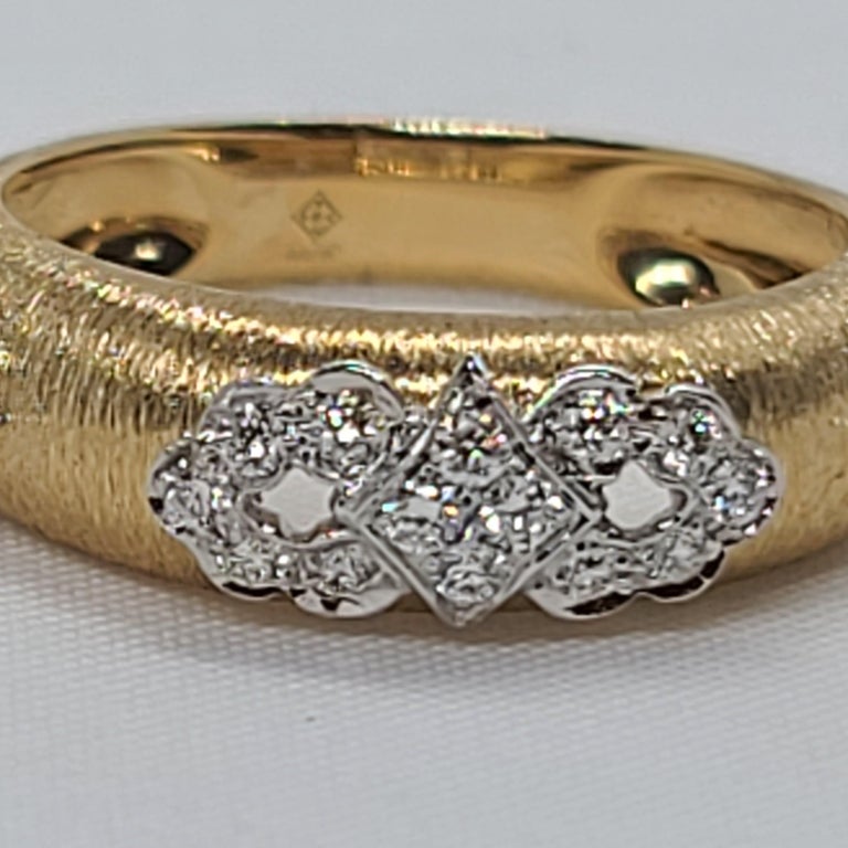 18K Yellow White Gold with Diamonds Cocktail Wedding Ring in Florentine ...