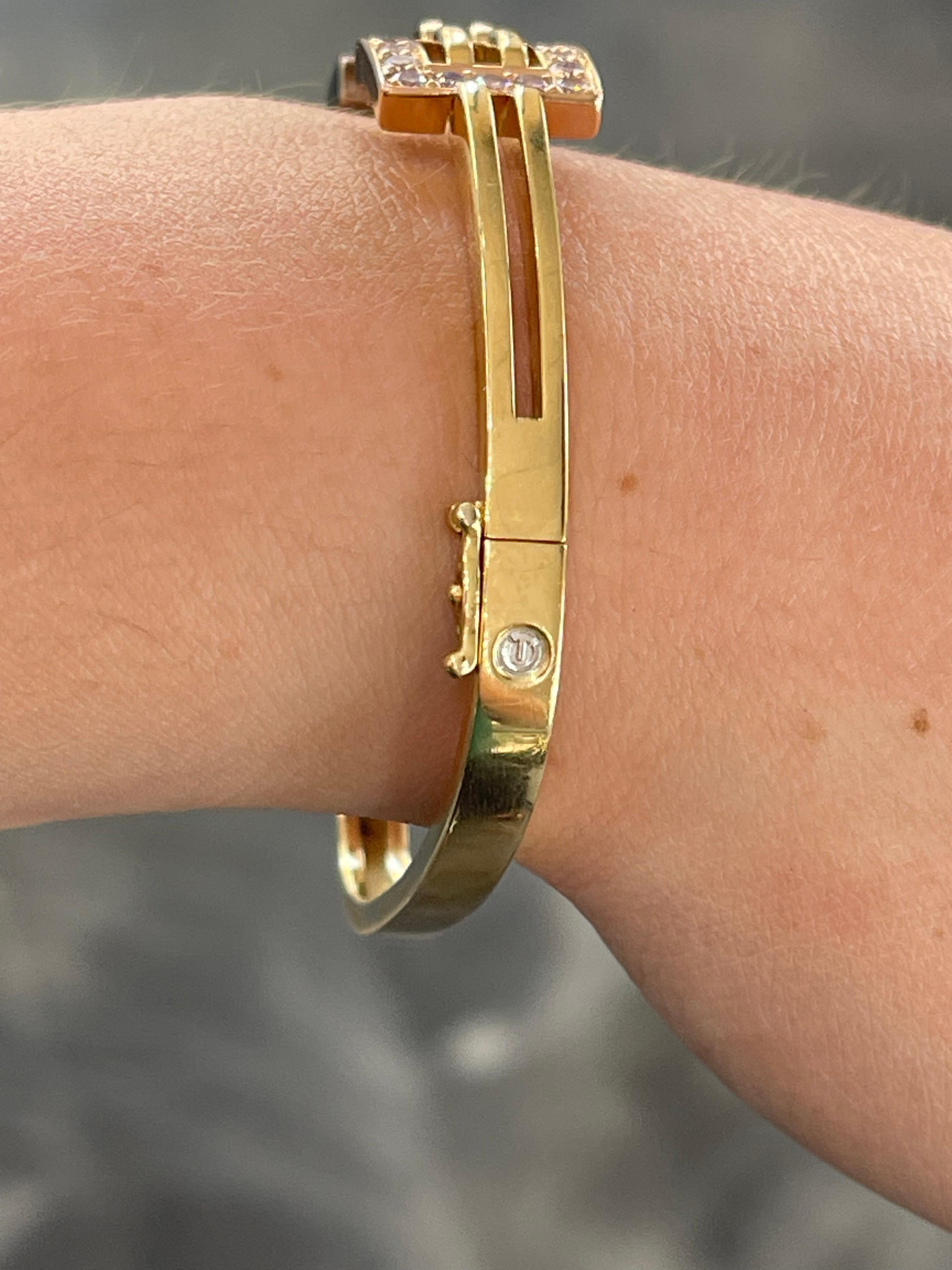 18K YG Coffin and Trout Bangle with Pink, White, and Yellow Diamonds 1. ...