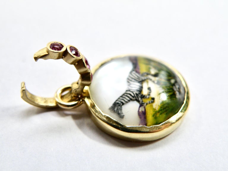 18k Zebra Reverse Crystal Pendant For Sale at 1stDibs