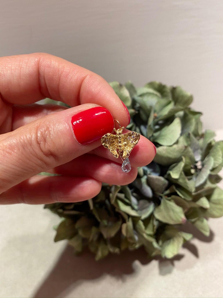 Butterfly Necklace 0.80 Karat White Diamond 18 Karat Yellow Gold ...