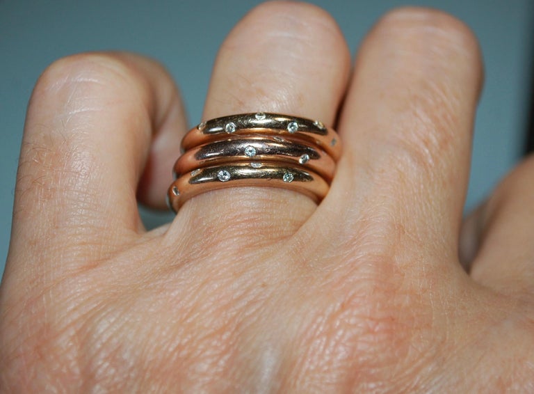18kg Gold Three Band Rings with Diamond For Sale at 1stDibs