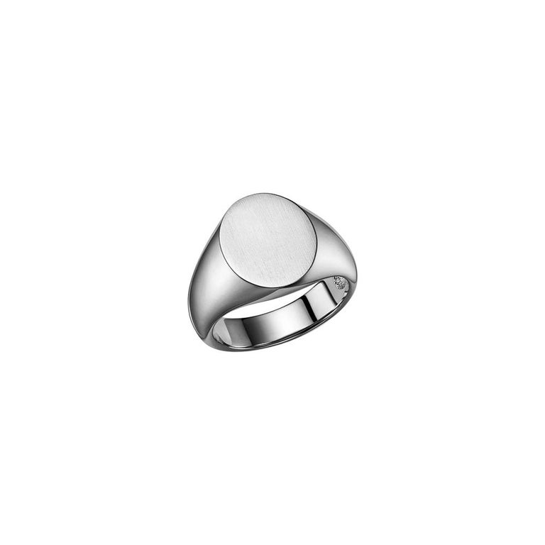 18kt Fairmined Ecological White Gold Classic Signet Ring For Sale at ...