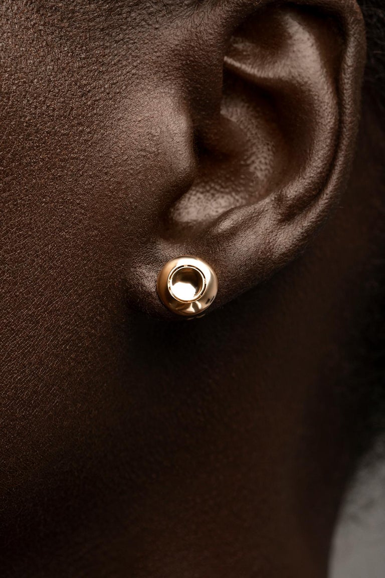 18kt Fairmined Ecological Yellow Gold Dimple Studs For Sale at 1stDibs