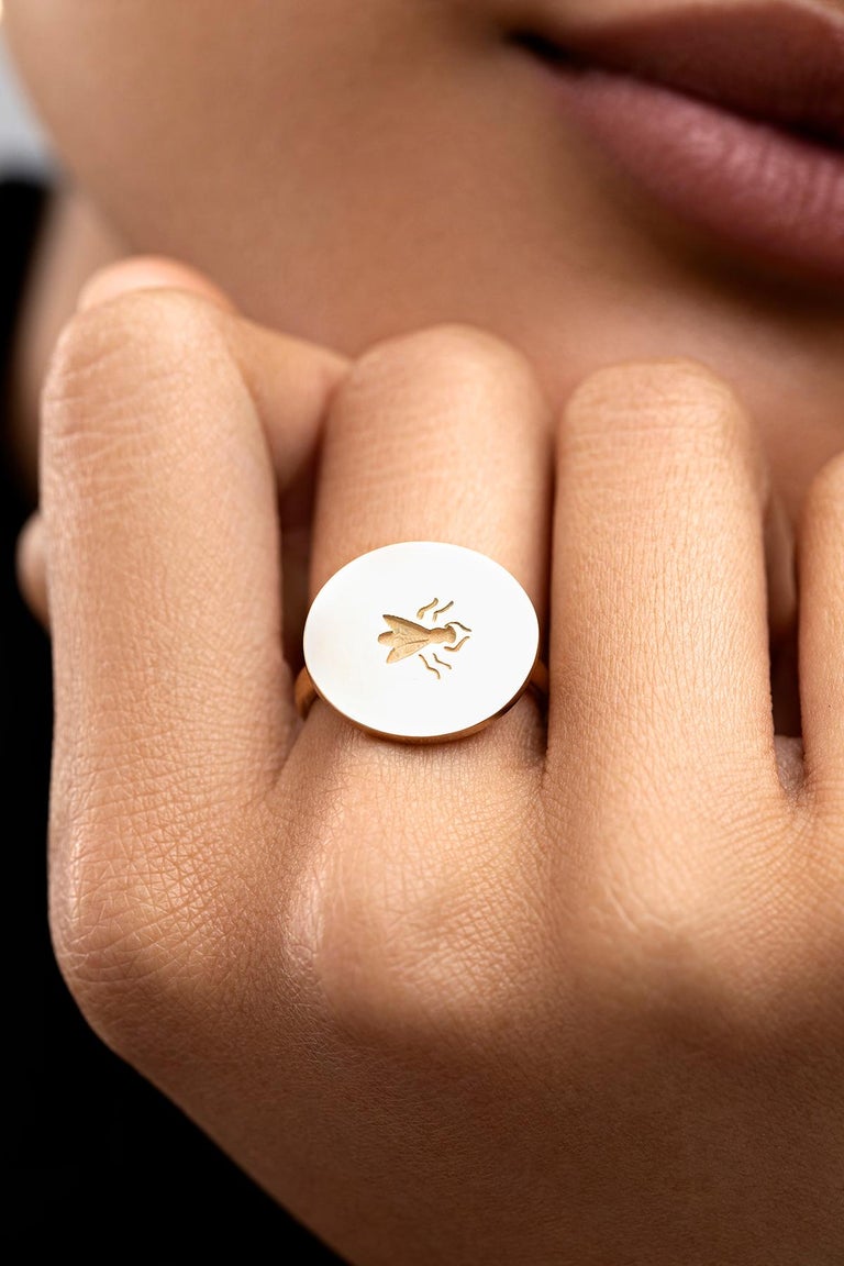 Customizable 18kt Fairmined Ecological Yellow Gold Bombini Bee Ring For ...