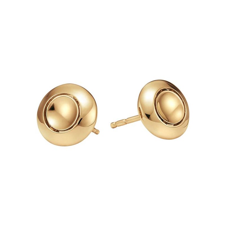 18kt Fairmined Ecological Yellow Gold Dimple Studs For Sale at 1stDibs