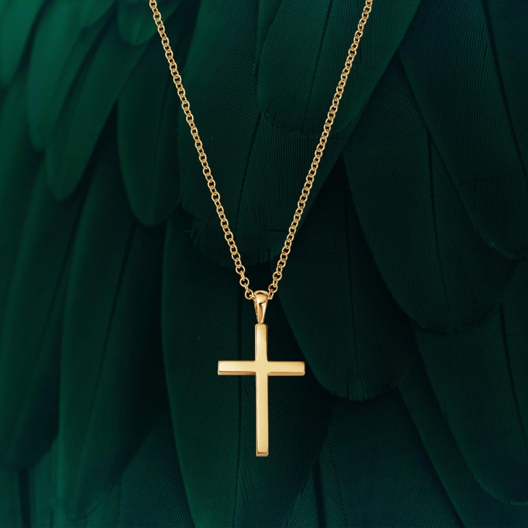 18kt Fairmined Ecological Yellow Gold Modern Cross Necklace For Sale at ...