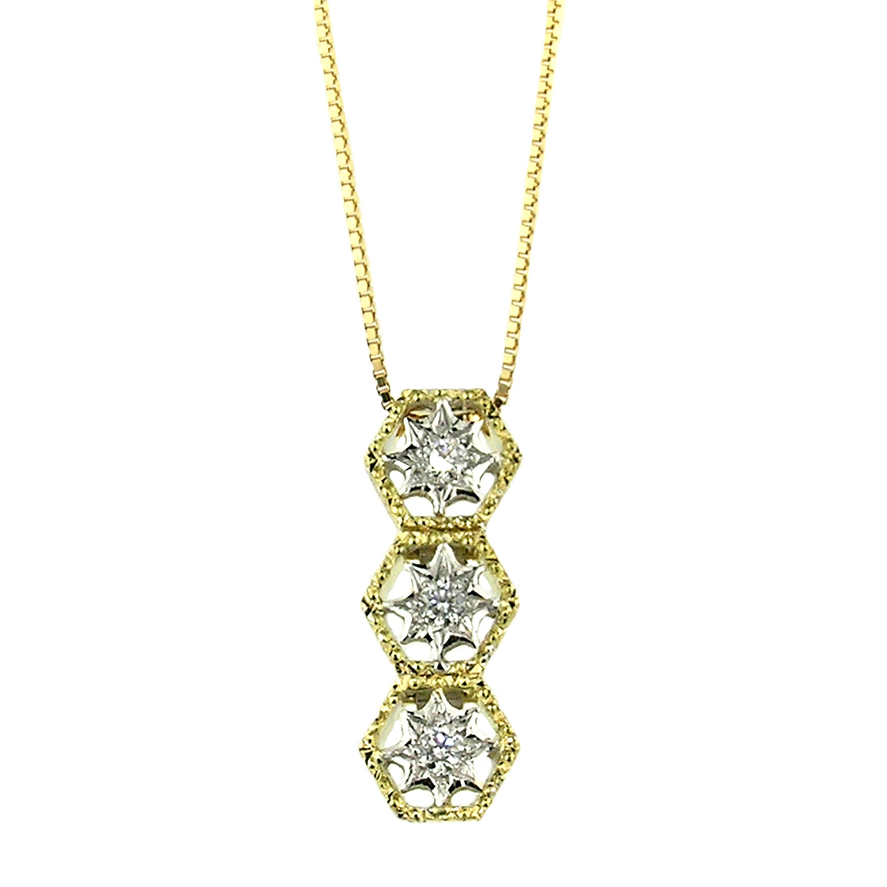 18kt Gold and Diamond Necklace, Hand Engraved and Handmade in Italy For ...