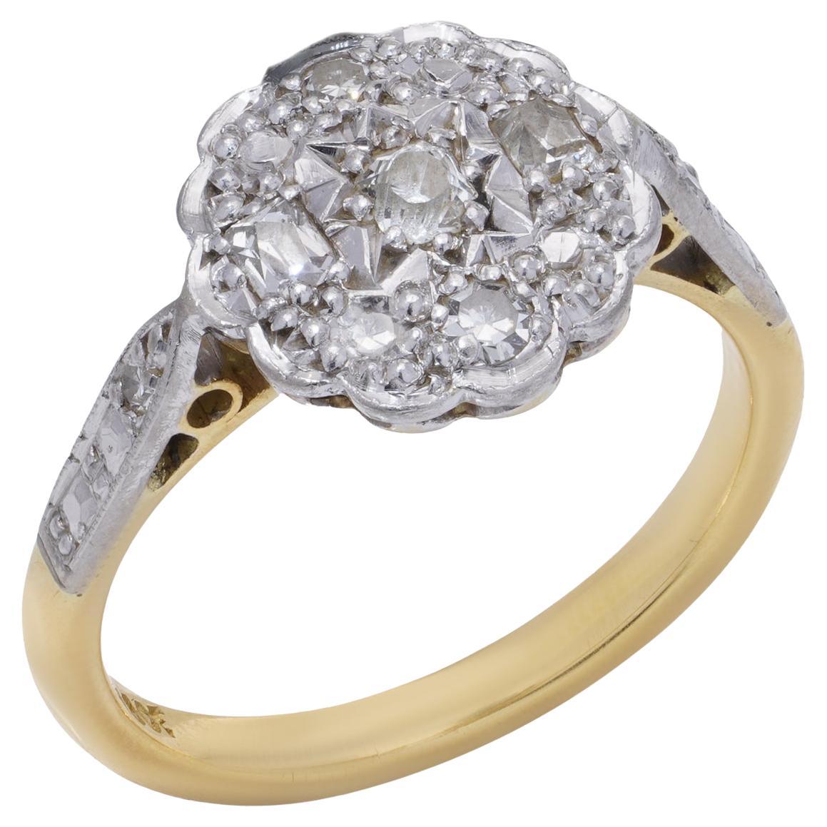 18kt gold and platinum flower head diamond cluster ring. For Sale at ...