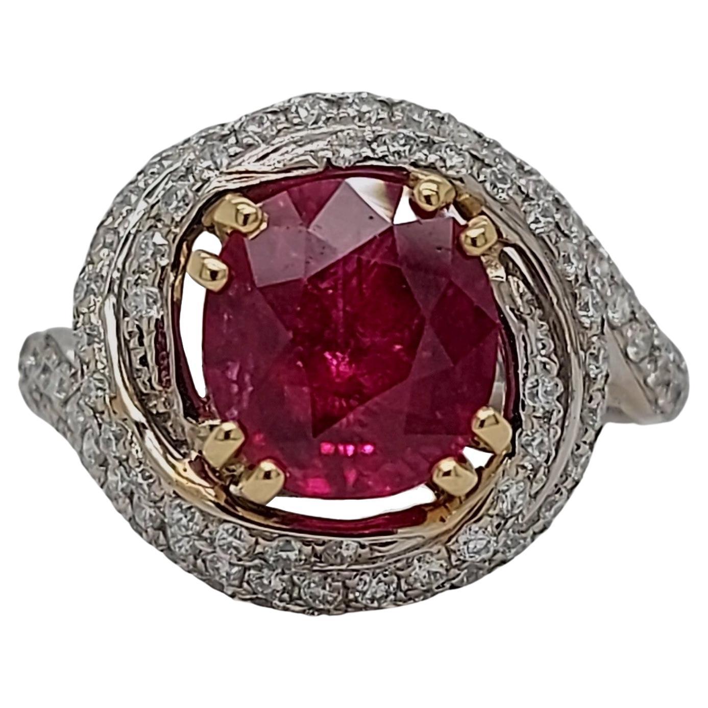 Natural Ruby 7.11ct Pigeon Blood Quality Oval Cut Ring Burma No Heat ...