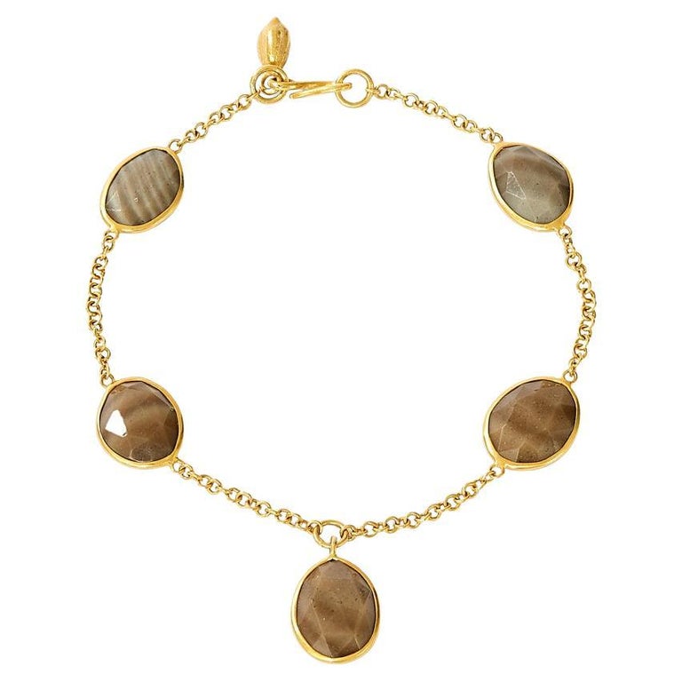 18kt Gold Five Stone Bracelet, Agate For Sale at 1stDibs
