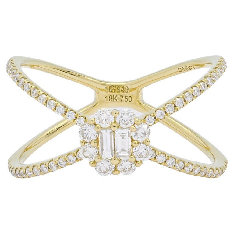 18KT Gold Flower Cluster Split Shank Natural Diamonds Ring R10374 For ...