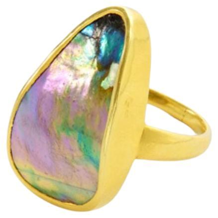 18kt Gold Paua Shell Greek Ring For Sale at 1stDibs