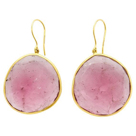 18kt Gold Pink Tourmaline Large Single Drop Earrings For Sale at 1stDibs