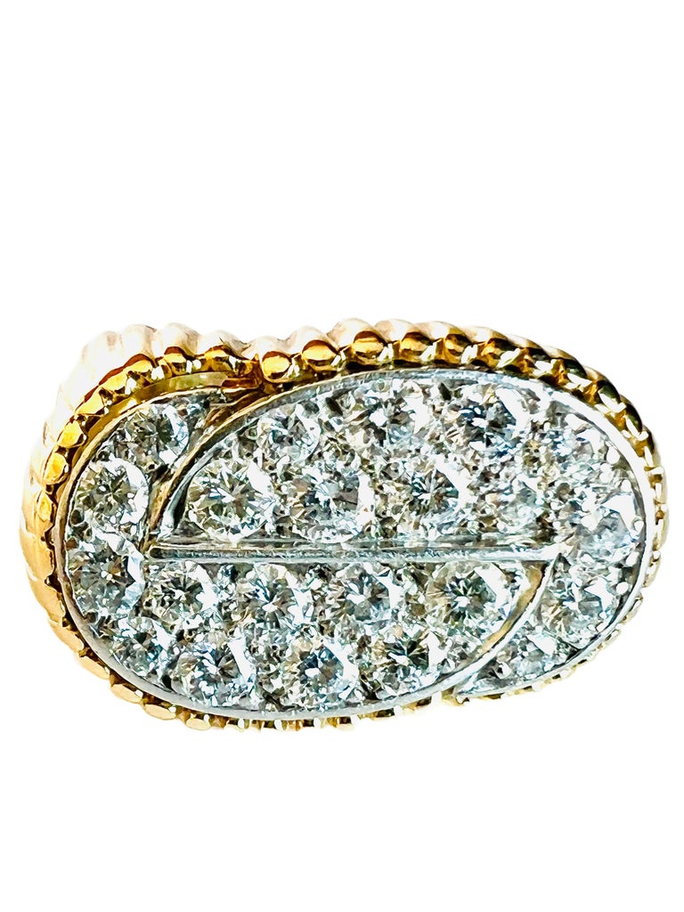 18kt Gold and Platinum Pave Diamond Tartelette Ring For Sale at 1stDibs