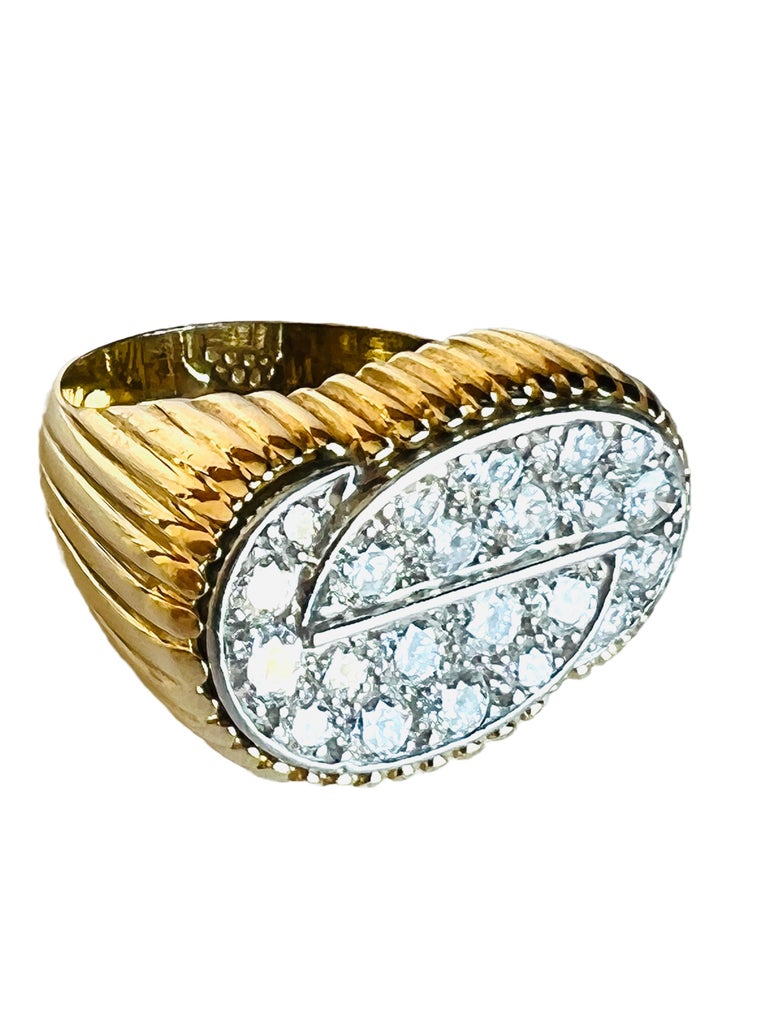 18kt Gold and Platinum Pave Diamond Tartelette Ring For Sale at 1stDibs