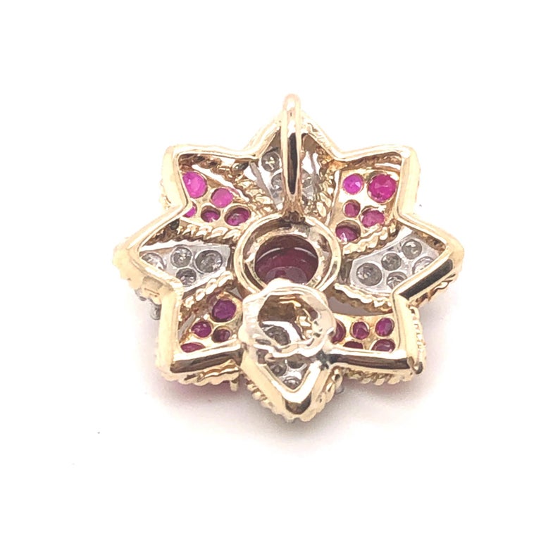 18kt Gold Ruby and Diamond Vintage 1960's Pendant at 1stDibs