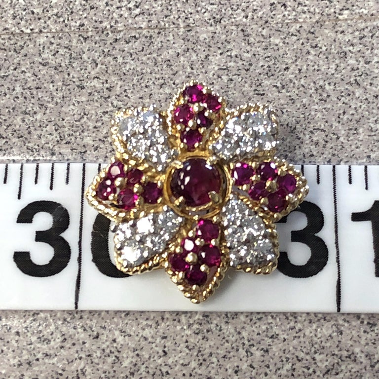 18kt Gold Ruby and Diamond Vintage 1960's Pendant at 1stDibs