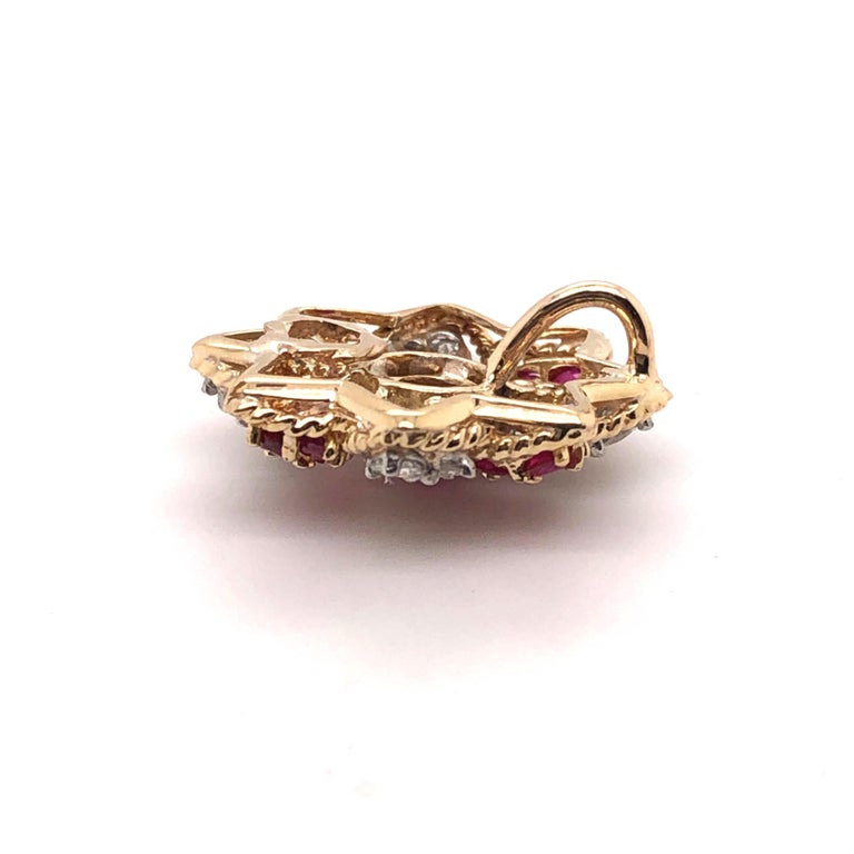 18kt Gold Ruby and Diamond Vintage 1960's Pendant at 1stDibs