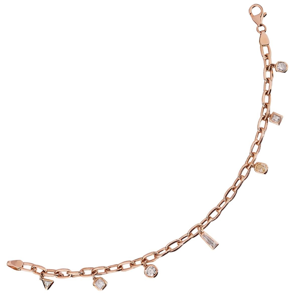 Sterling Silver Disc Toggle Charm Link Bracelet For Sale at 1stDibs