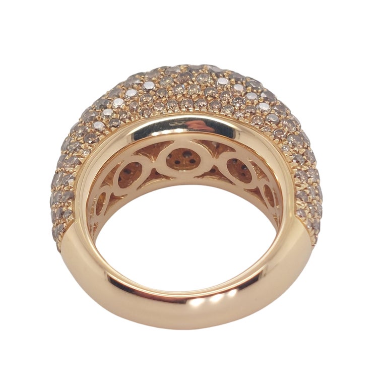 18kt Pink Gold and White Gold Ring with White and Cognac Diamonds For ...